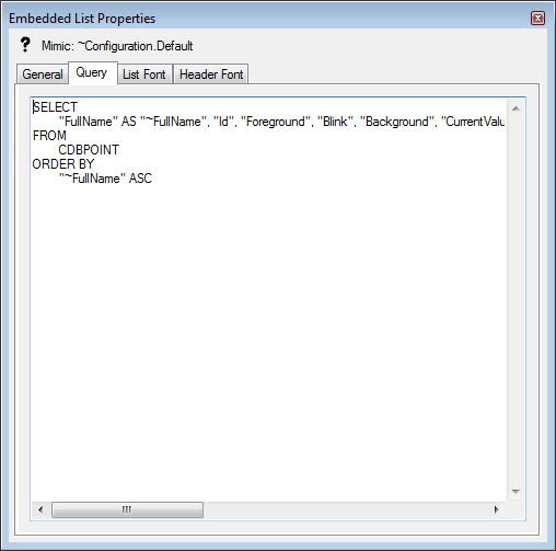 Mimics Guide Query Tab Embedded Query List Editing Objects On A Mimic